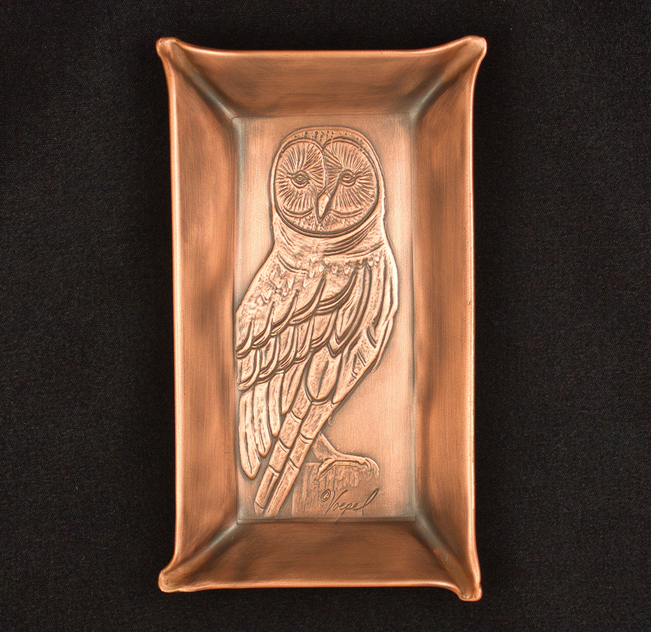 Barn Owl Valet Tray, Copper, Handmade, 4"x 7" – Copper Art Tiles