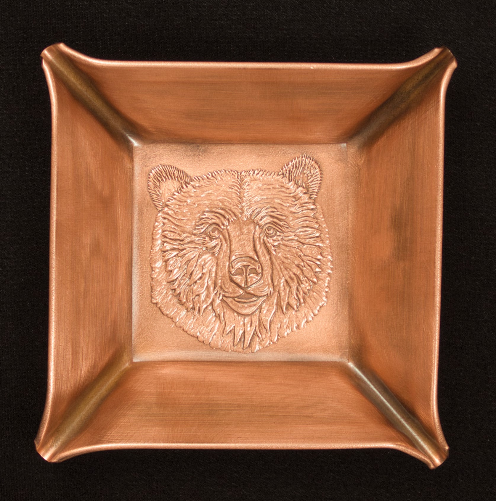 Bear Catchall/Jewelry Tray, Copper, Handmade, 4"x4" – Copper Art Tiles