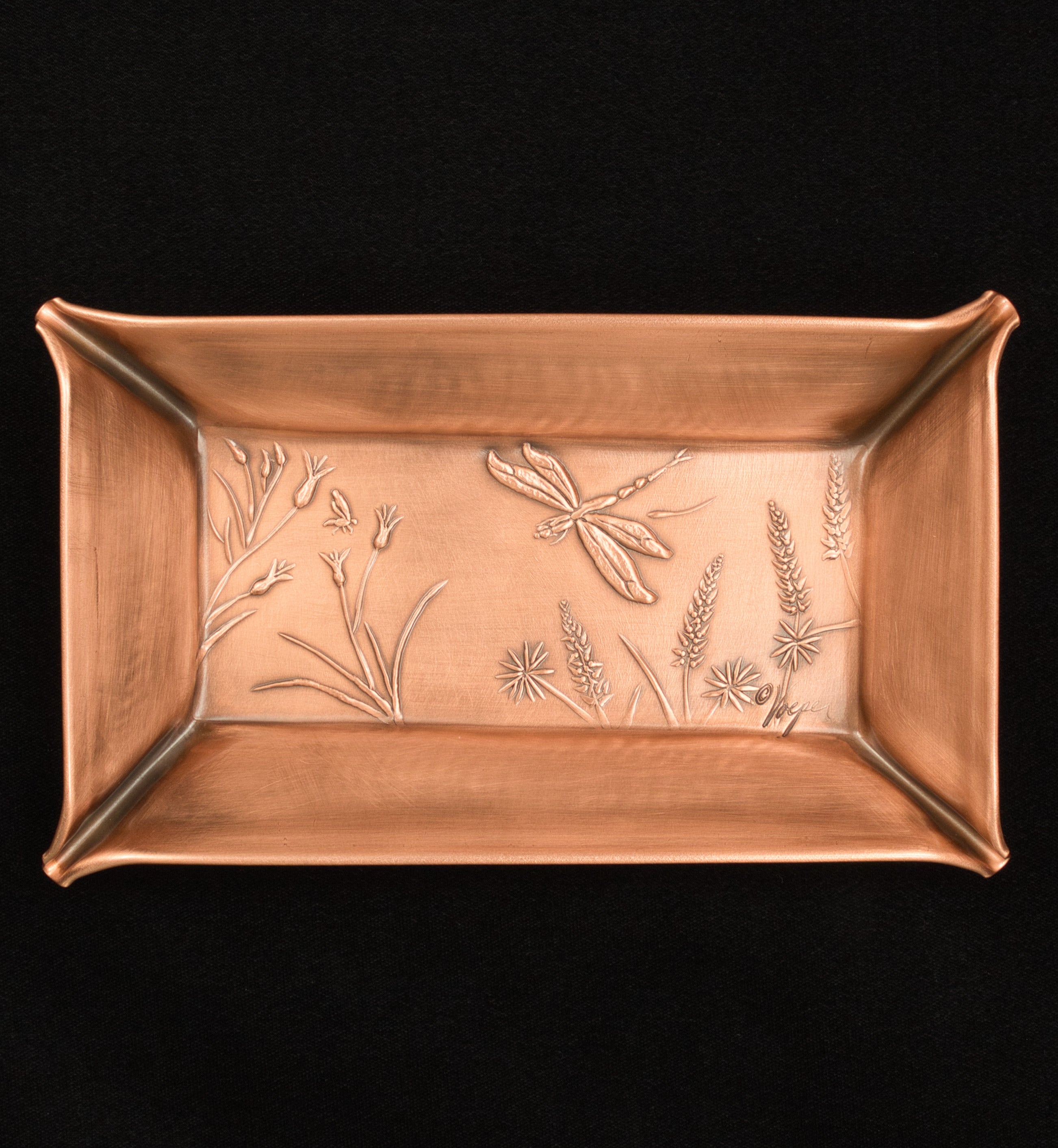 Dragonfly and Wildflowers Valet Tray, Copper, Handmade, 4"x 7" x 7/8 ...