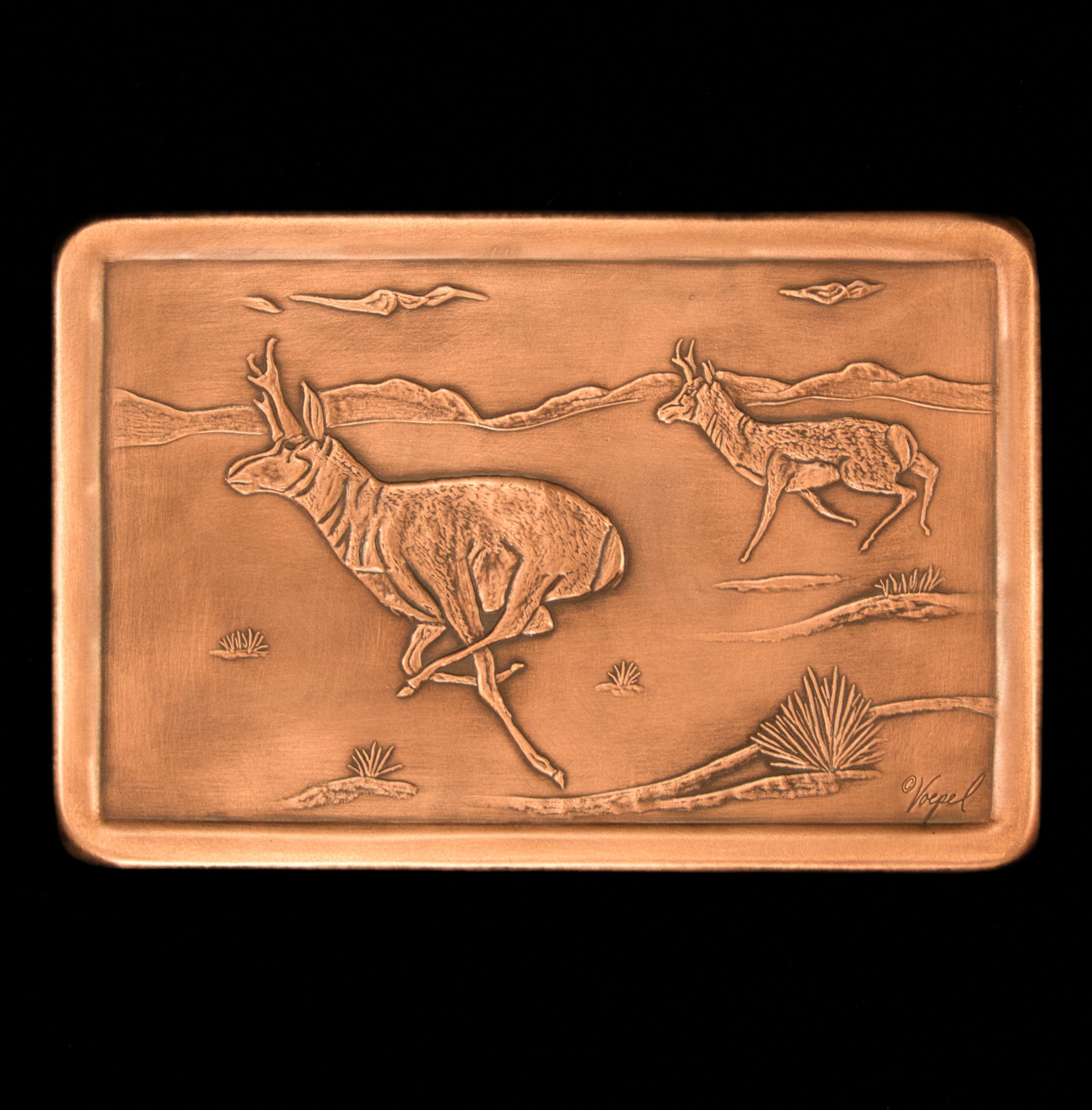 Pronghorn Antelope Tile, Copper, Handmade Tile, 6" x 9" x 1/4", PAT69 ...